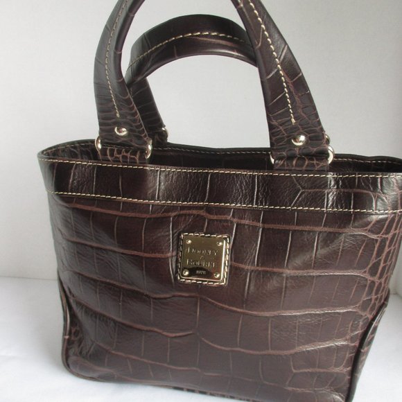 Dooney & Bourke | Bags | Dooney Bourke Croc Embossed Dark Chocolate ...
